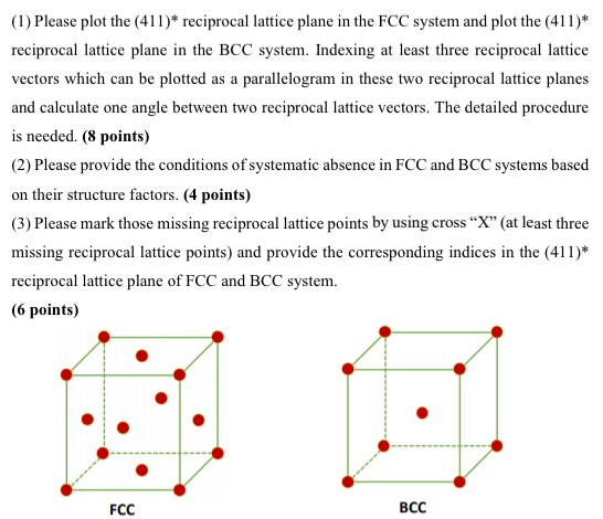 (1) Please plot the (411)* reciprocal lattice plane | Chegg.com