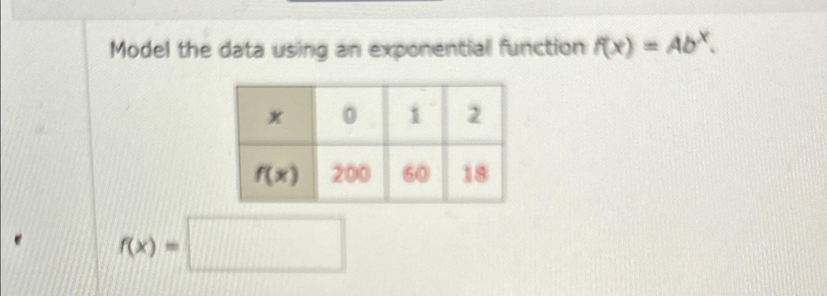 Solved Model the data using an exponential function | Chegg.com