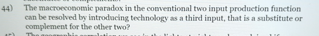 Solved The macroeconomic paradox in the conventional two | Chegg.com
