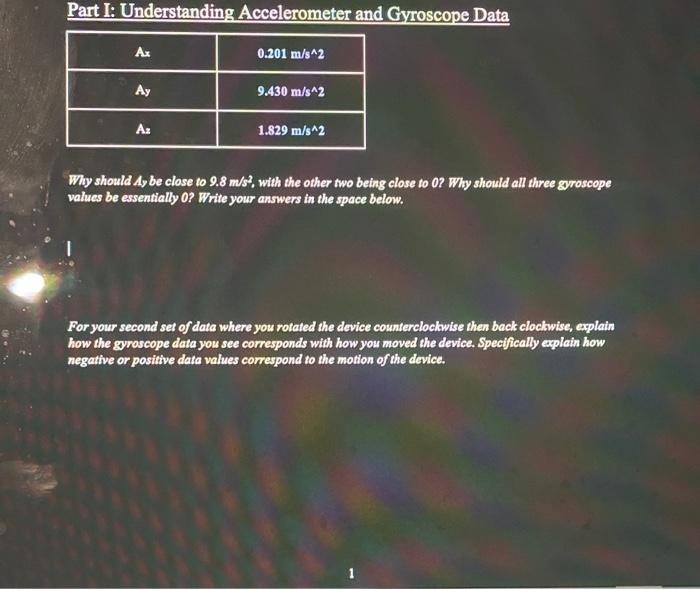 Solved Part I: Understanding Accelerometer and Gyroscope | Chegg.com