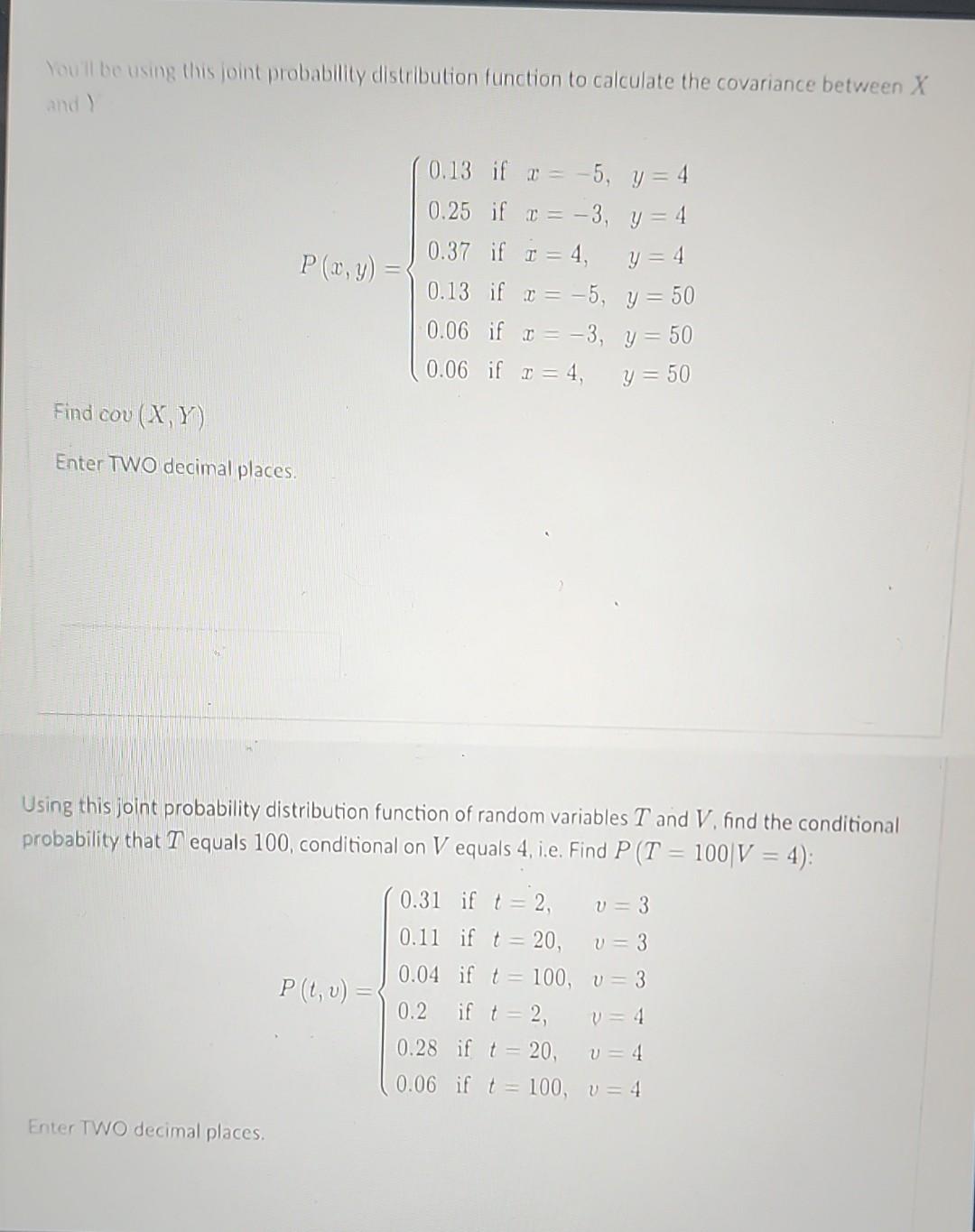 Solved Loull be using this joint probability distribution | Chegg.com