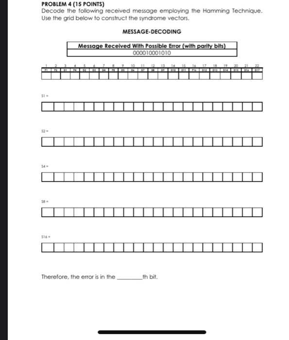 Solved PROBLEM 4 (15 POINTS) Decode the following received | Chegg.com