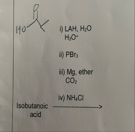 Solved i) ﻿LAH,H2O H3O ii) PBr3iii) ﻿Mg, ﻿ether | Chegg.com