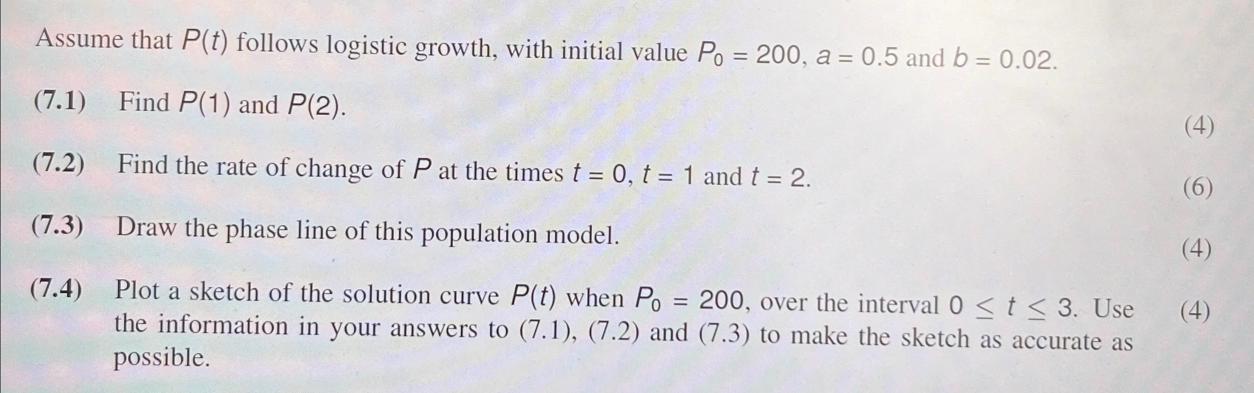Solved Assume that P(t) ﻿follows logistic growth, with | Chegg.com