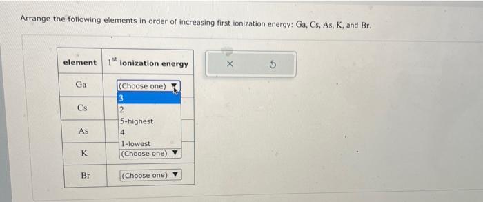Solved Arrange the following elements in order of increasing | Chegg.com