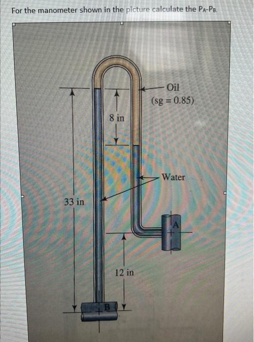 Solved For the manometer shown in the picture calculate the | Chegg.com