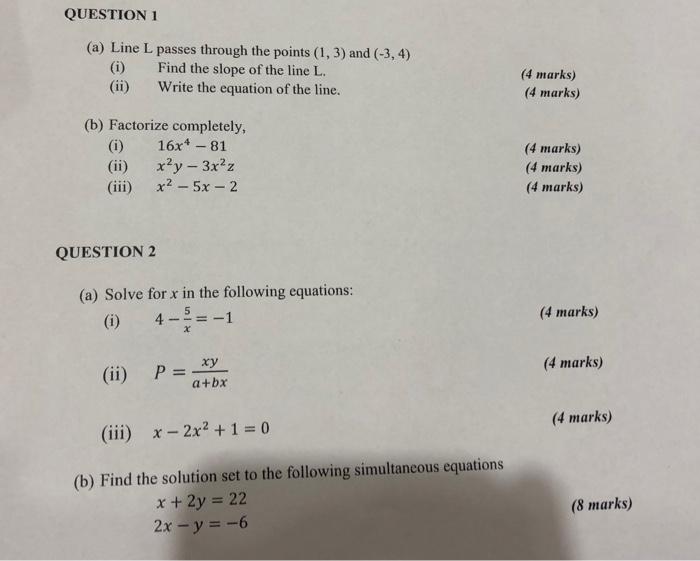 Solved (a) Line \\( \\mathrm{L} \\) passes through the | Chegg.com