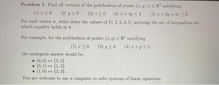 Solved Problem 1. Find all vertices of the polyhedron of | Chegg.com