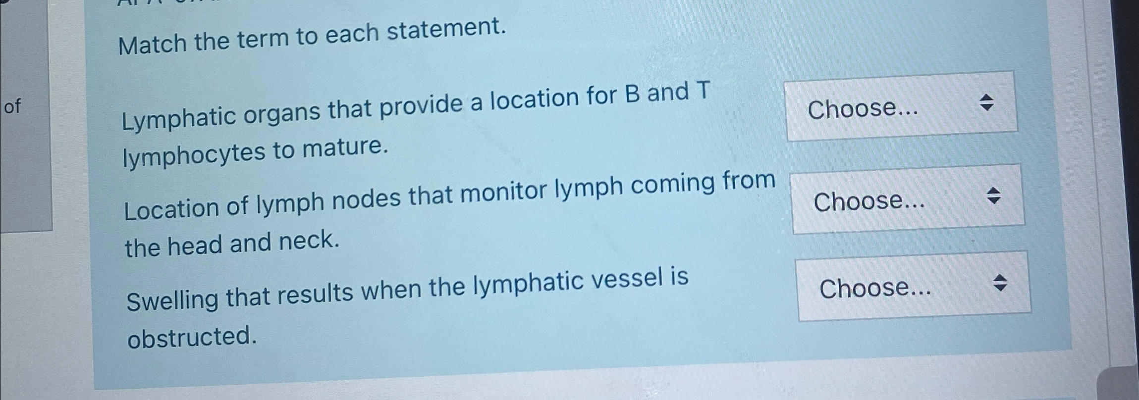 Solved Match the term to each statement.Lymphatic organs | Chegg.com