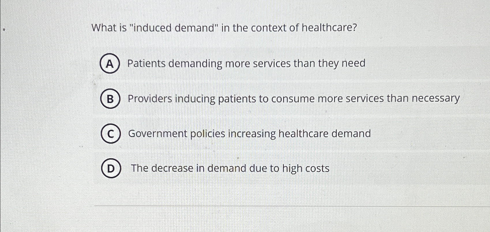 Solved What is "induced demand" in the context of | Chegg.com