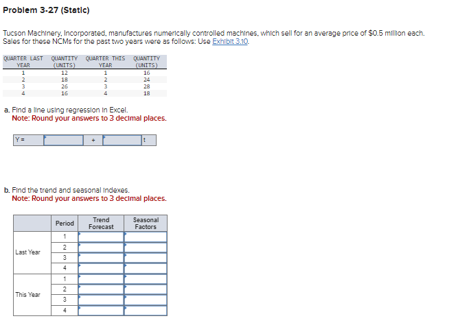 Solved Problem 3-27 (Static)Tucson Machinery, Incorporated, | Chegg.com