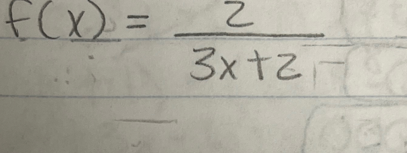 Solved Find the domain: f(x)=23x+2 | Chegg.com