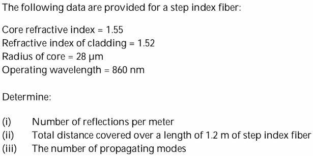 The following data are provided for a step index | Chegg.com