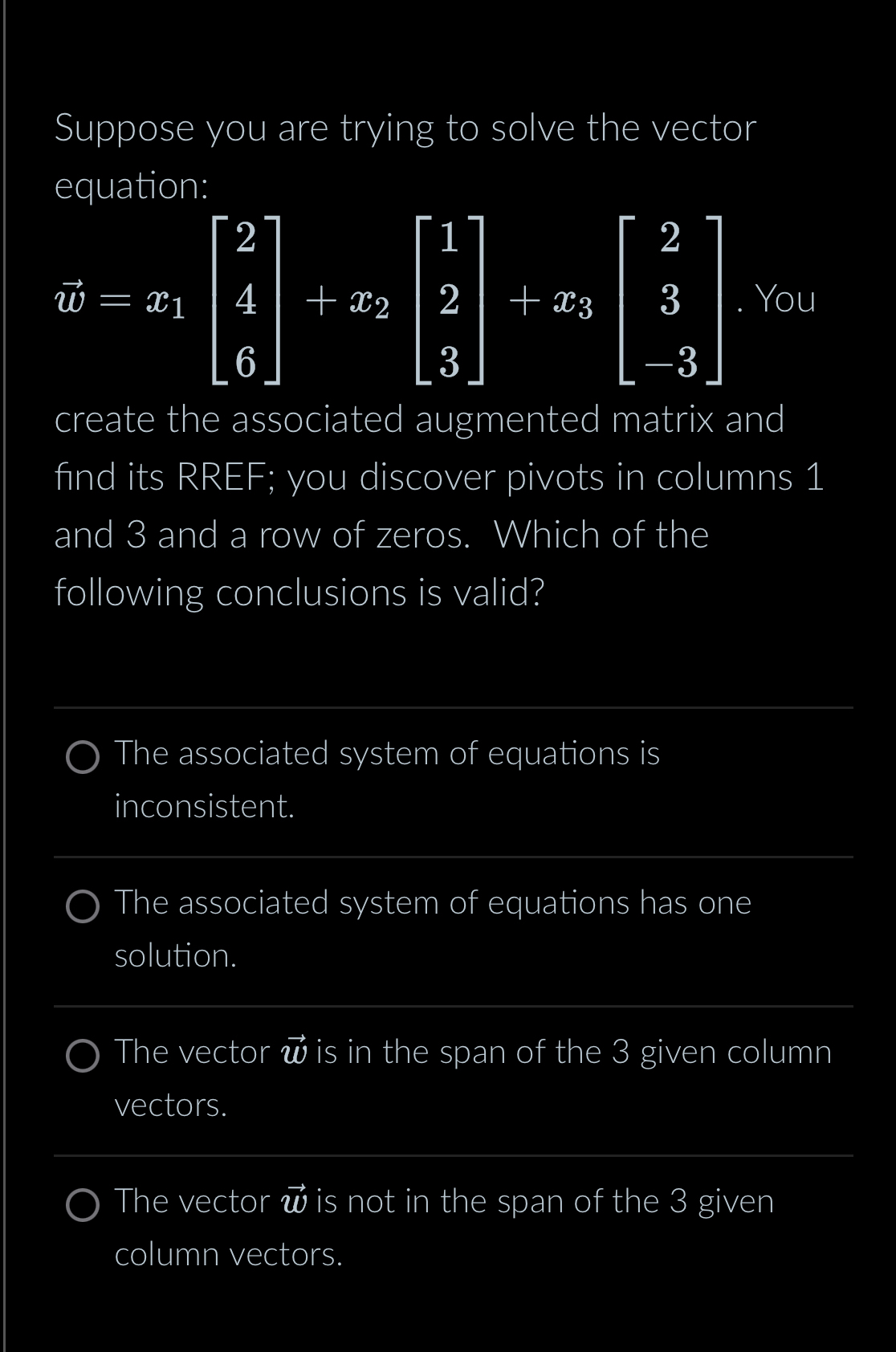 Solved Suppose you are trying to solve the vectorcreate the | Chegg.com