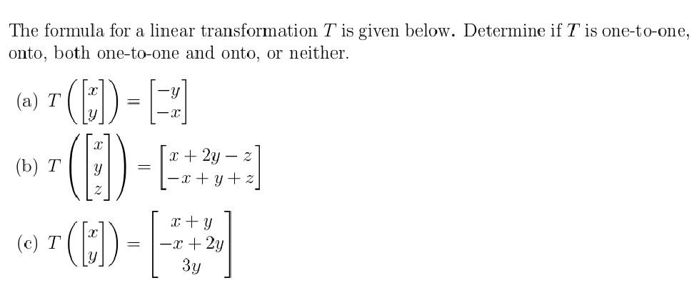 Solved The formula for a linear transformation T is given | Chegg.com