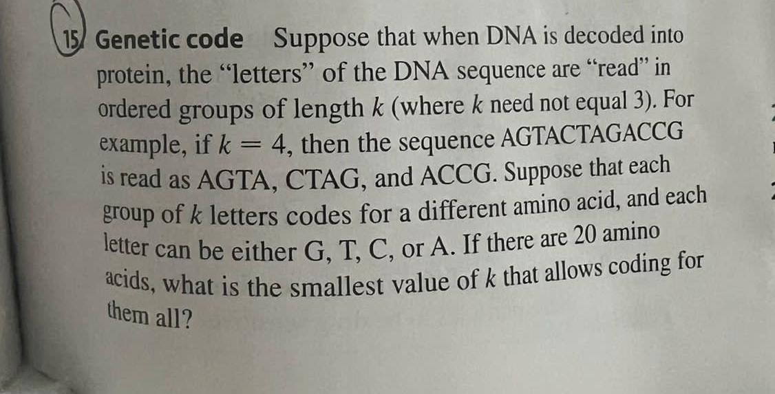 Solved Genetic code Suppose that when DNA is decoded into | Chegg.com