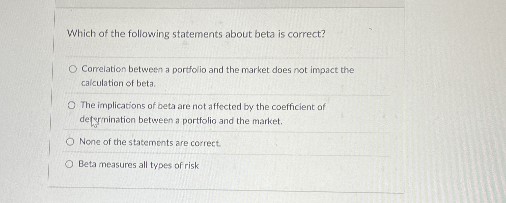 Solved Which of the following statements about beta is | Chegg.com