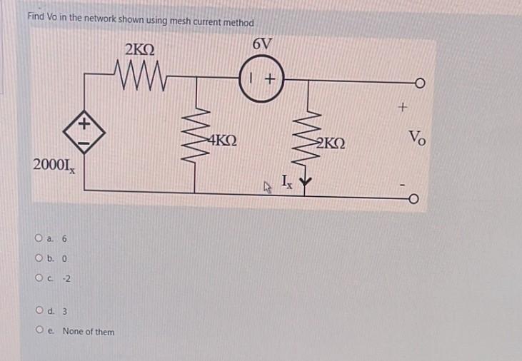 Solved Find Vo in the network shown using mesh current | Chegg.com