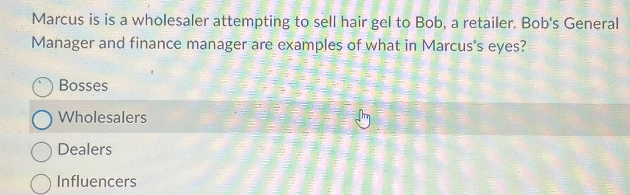 Solved Marcus is is a wholesaler attempting to sell hair gel | Chegg.com