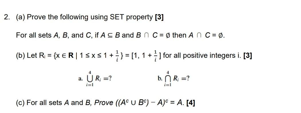 Solved (a) Prove the following using SET property [3] For | Chegg.com