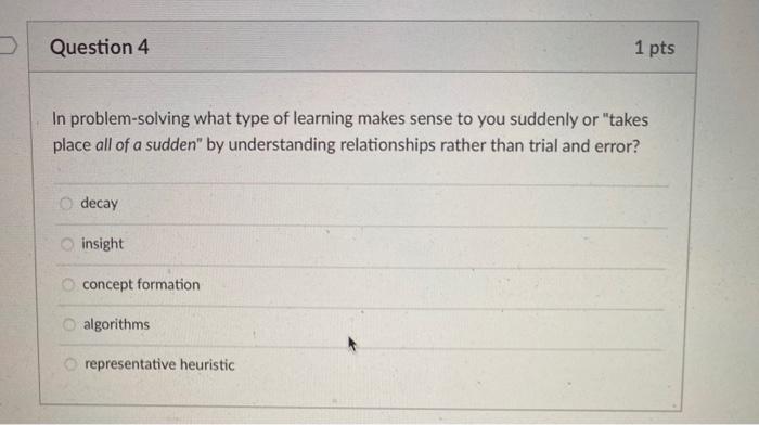 Solved In problem-solving what type of learning makes sense | Chegg.com
