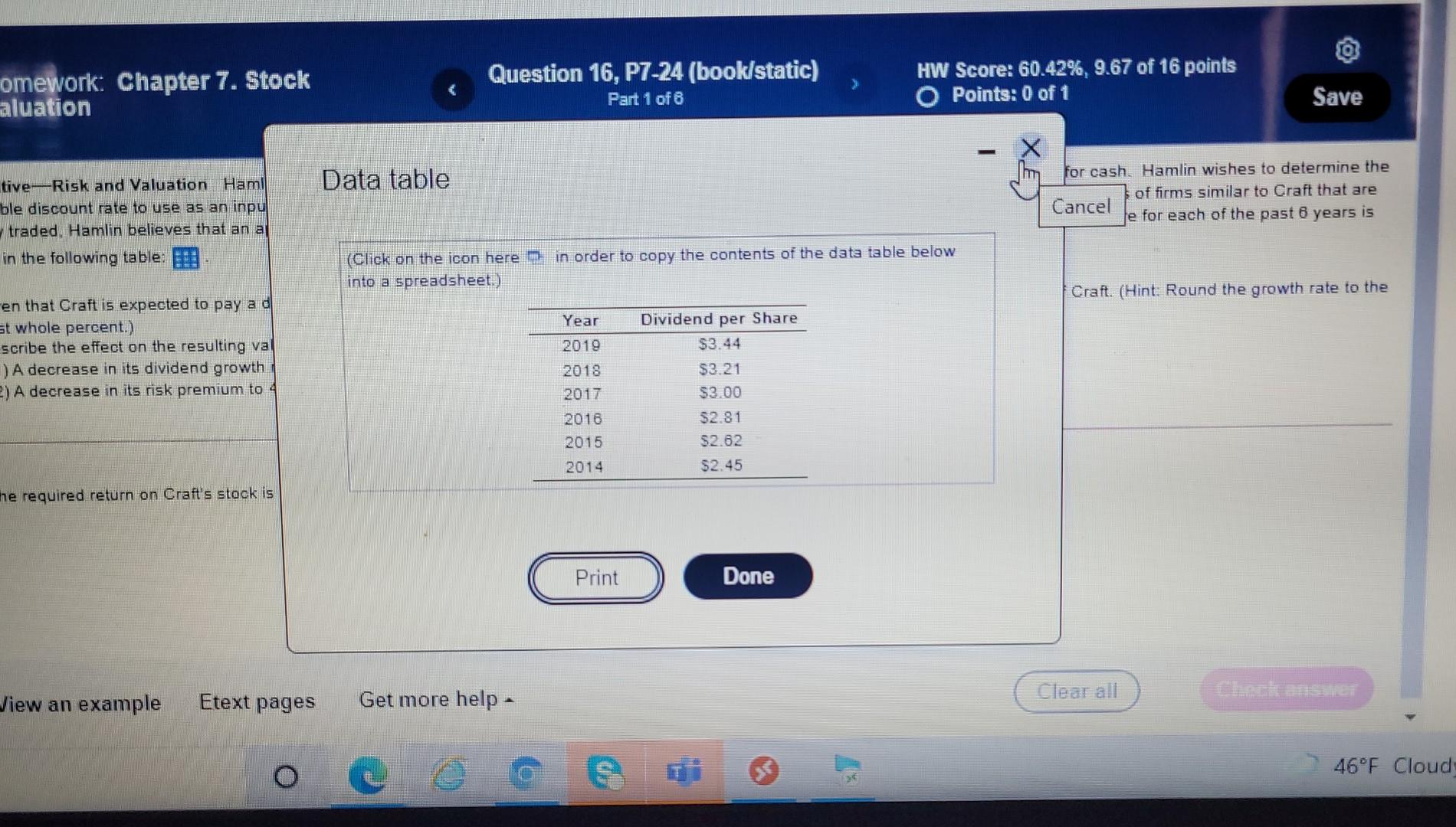Solved omework: Chapter 7. Stock aluation Question 16, P7-24 | Chegg.com