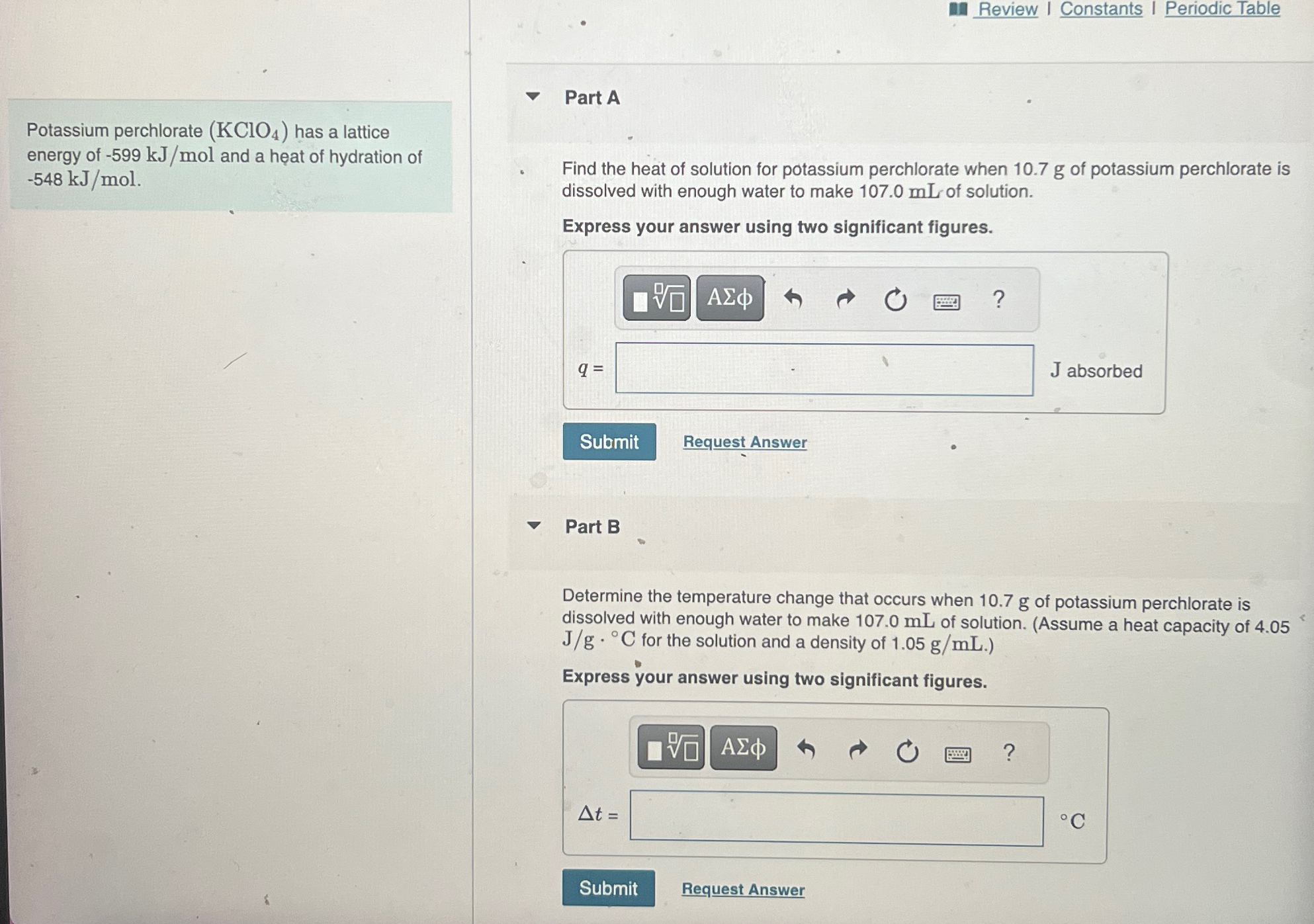 Solved Potassium perchlorate (KClO4) ﻿has a lattice energy | Chegg.com