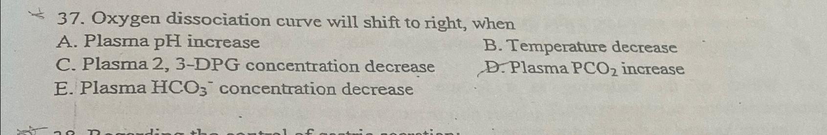 Solved Oxygen dissociation curve will shift to right, whenA. | Chegg.com