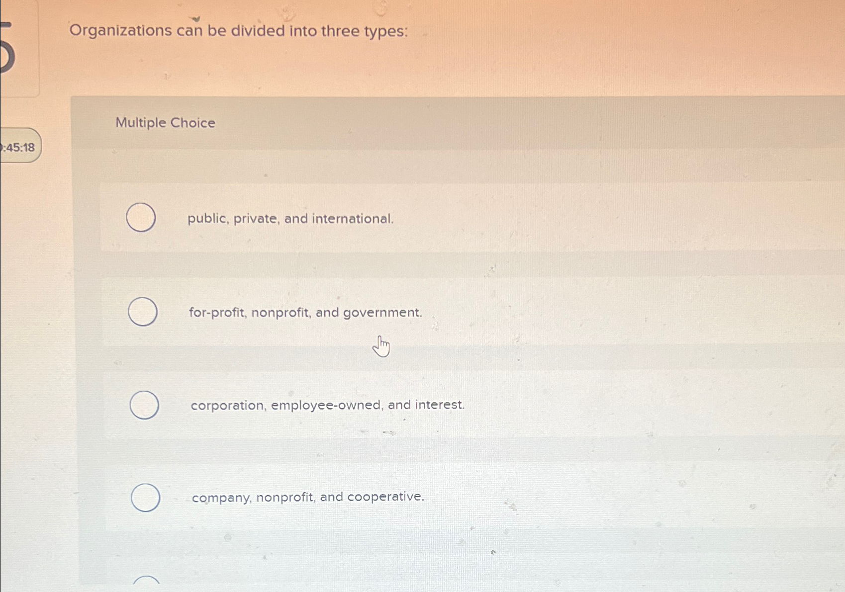 Solved Organizations can be divided into three | Chegg.com