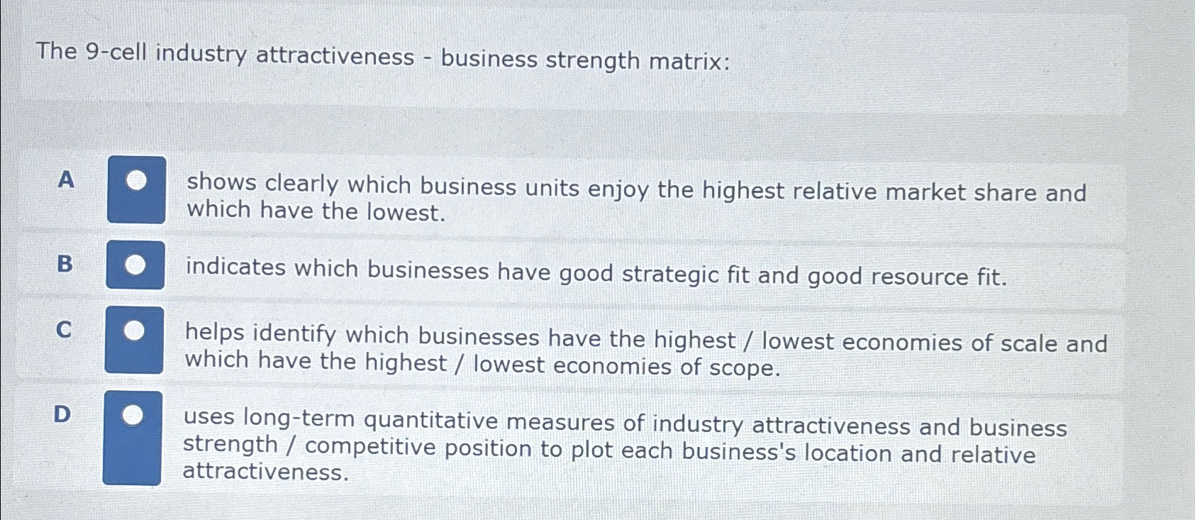 Solved The 9-cell industry attractiveness - business | Chegg.com Solved The 9-cell industry attractiveness - business | Chegg.com