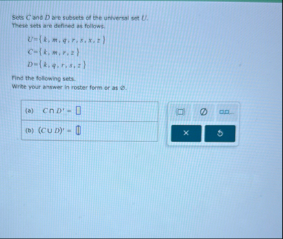 Solved Sets C ﻿and D ﻿are subsets of the universal set | Chegg.com