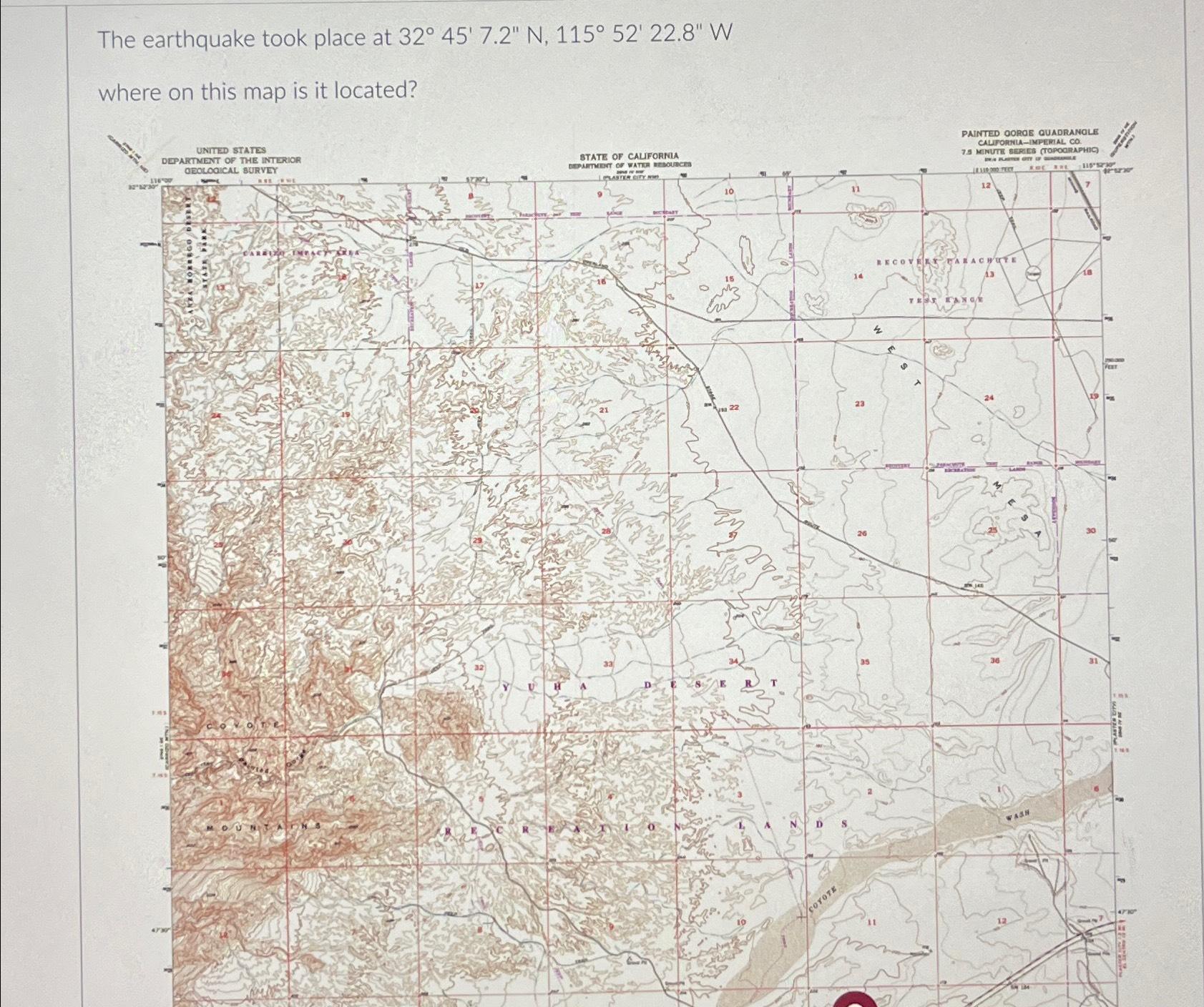 Solved The earthquake took place at | Chegg.com