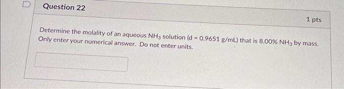 Solved Determine the molality of an aqueous NH3 solution | Chegg.com