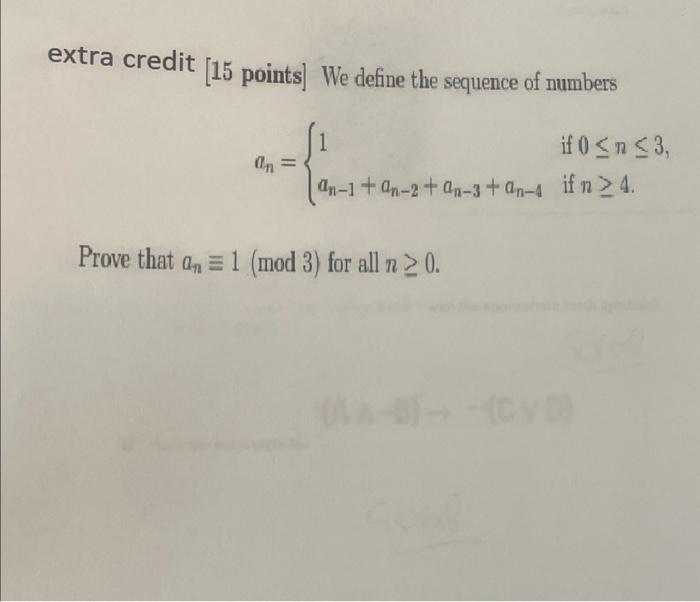 Solved extra credit [ 15 points] We define the sequence of | Chegg.com