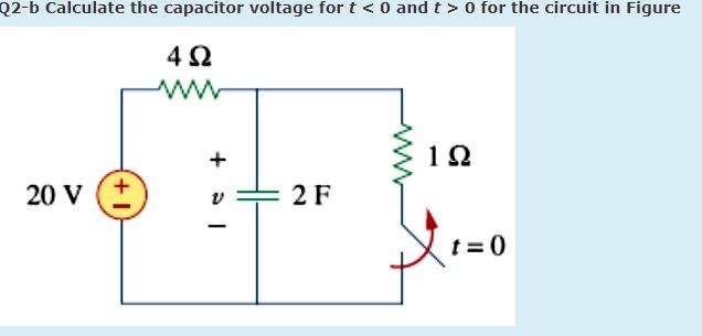 Solved Q2-b Calculate the capacitor voltage for t 0 | Chegg.com