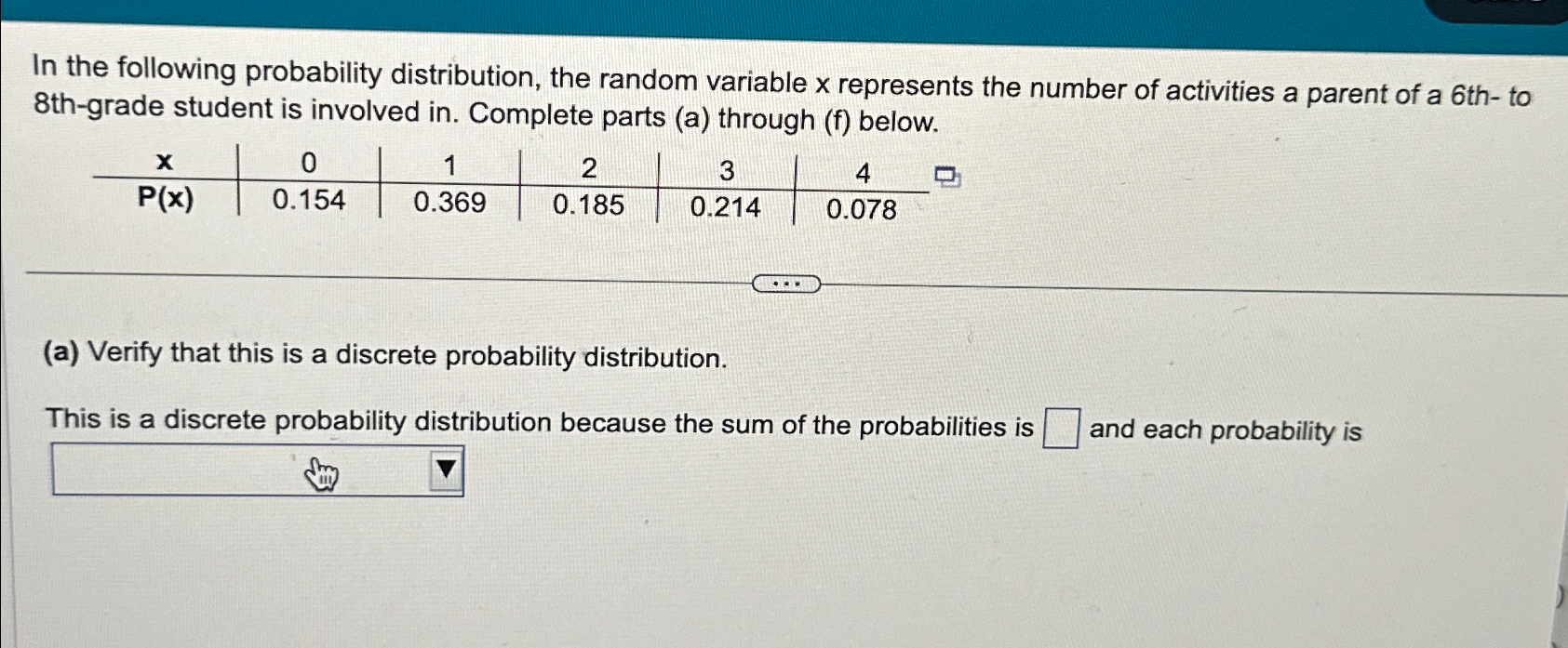 Solved In the following probability distribution, the random | Chegg.com