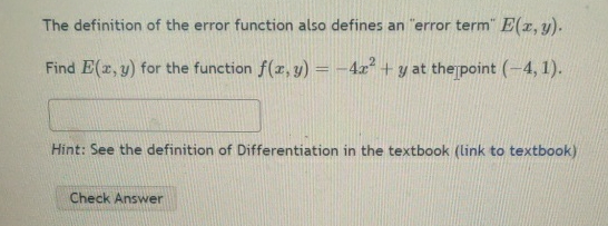 Solved The definition of the error function also defines an | Chegg.com