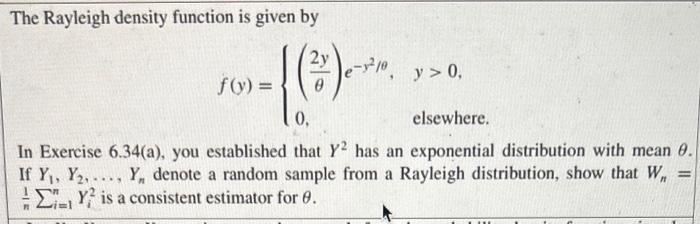 Solved The Rayleigh density function is given by | Chegg.com