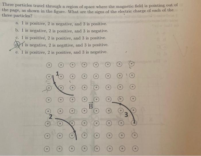 Solved Three particles travel through a region of space | Chegg.com