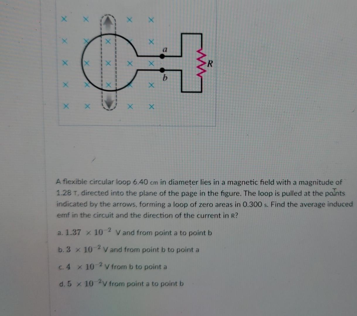 Solved х 에 X A flexible circular loop 6.40 cm in diameter | Chegg.com