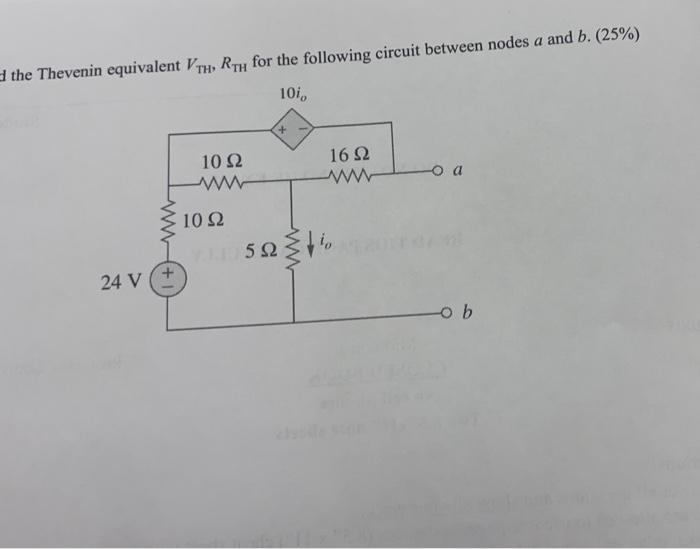 Solved the Thevenin equivalent VTH,RTH for the following | Chegg.com