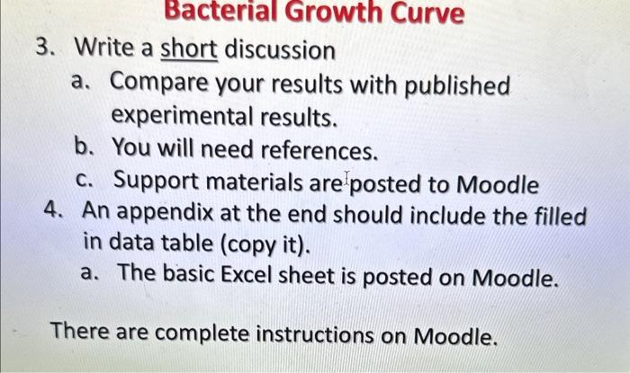 Solved Bacterial Growth Curve (Appendix A) (To be done | Chegg.com
