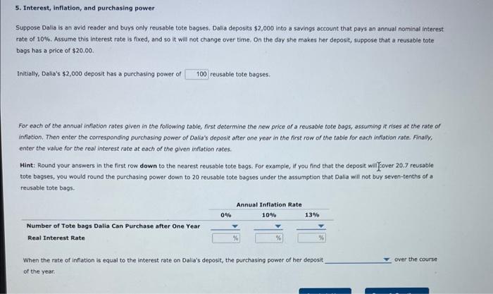 Solved 5. Interest, inflation, and purchasing power Suppose | Chegg.com