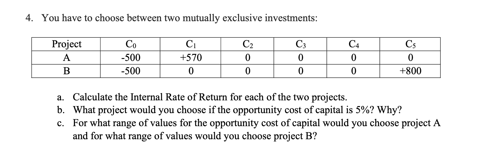 Solved You have to choose between two mutually exclusive | Chegg.com