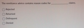Solved The remittance advice contains reason codes foe | Chegg.com