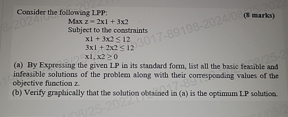 Solved Consider the following LPP:Maxz=2x1+3×2Subject to the | Chegg.com
