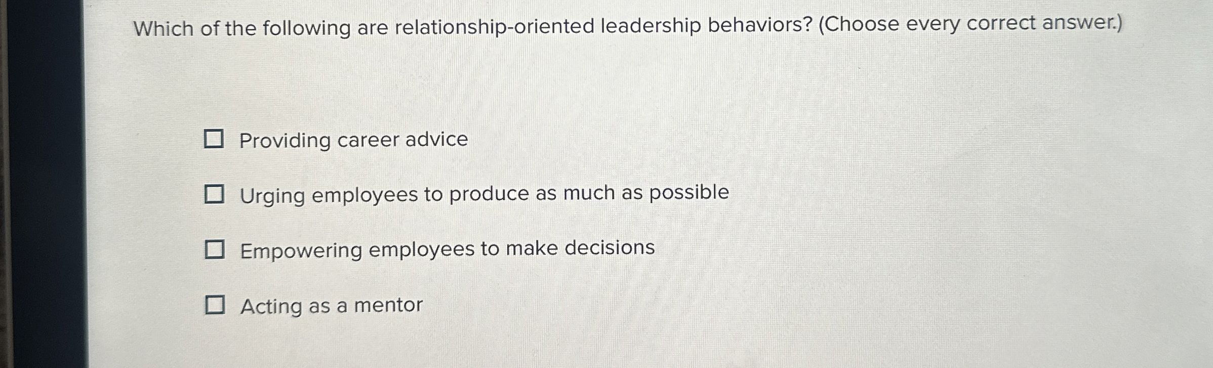 Solved Which of the following are relationship-oriented | Chegg.com