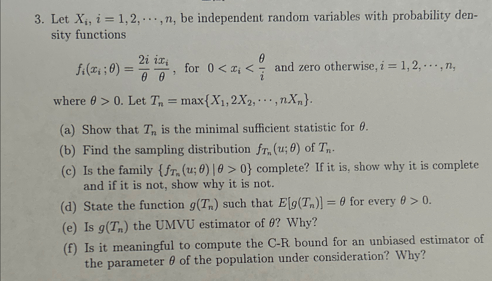 Solved Let xi,i=1,2,cdots,n, ﻿be independent random | Chegg.com