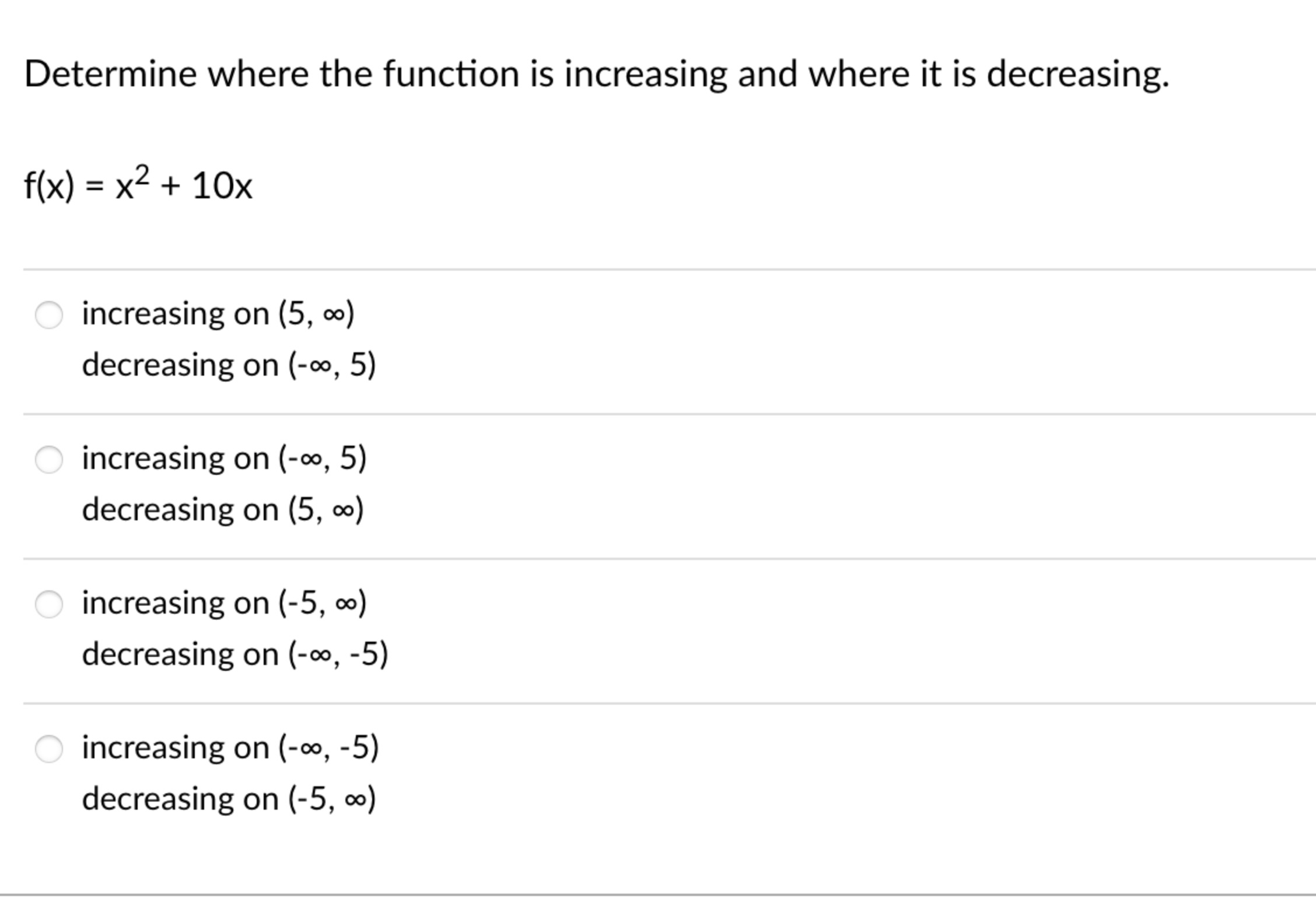 Solved Determine where the function is increasing and where | Chegg.com