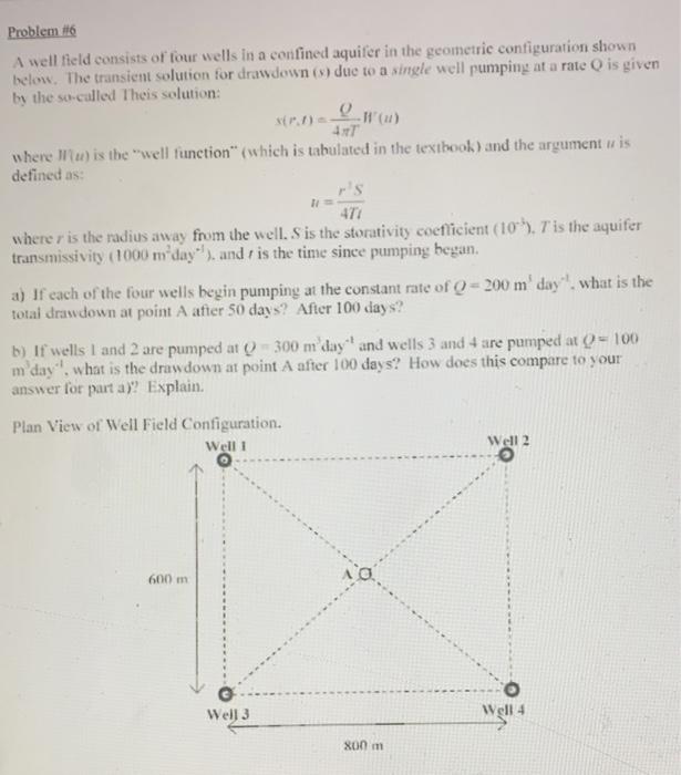 Solved Problem ill 6 A well field consists of four wells in | Chegg.com